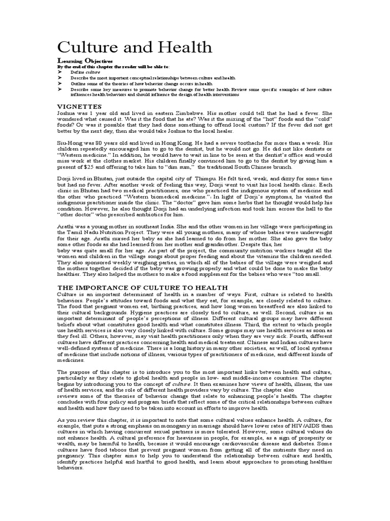 Culture and Health: Understanding How Cultural Beliefs Influence ...