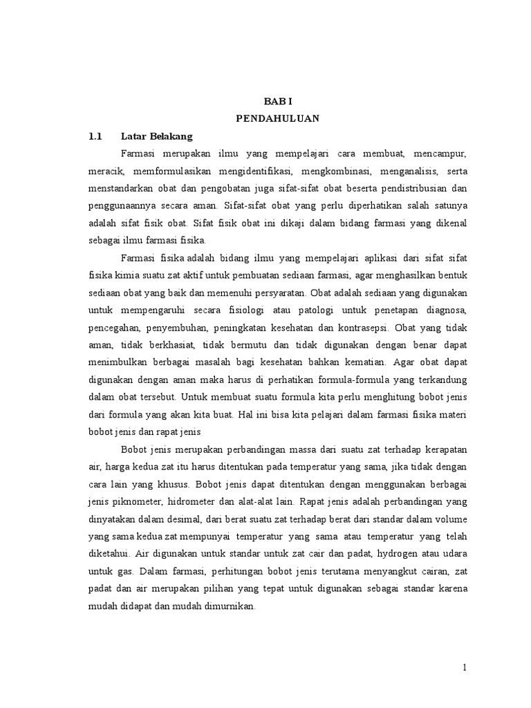 Laporan Bobot Jenis | PDF