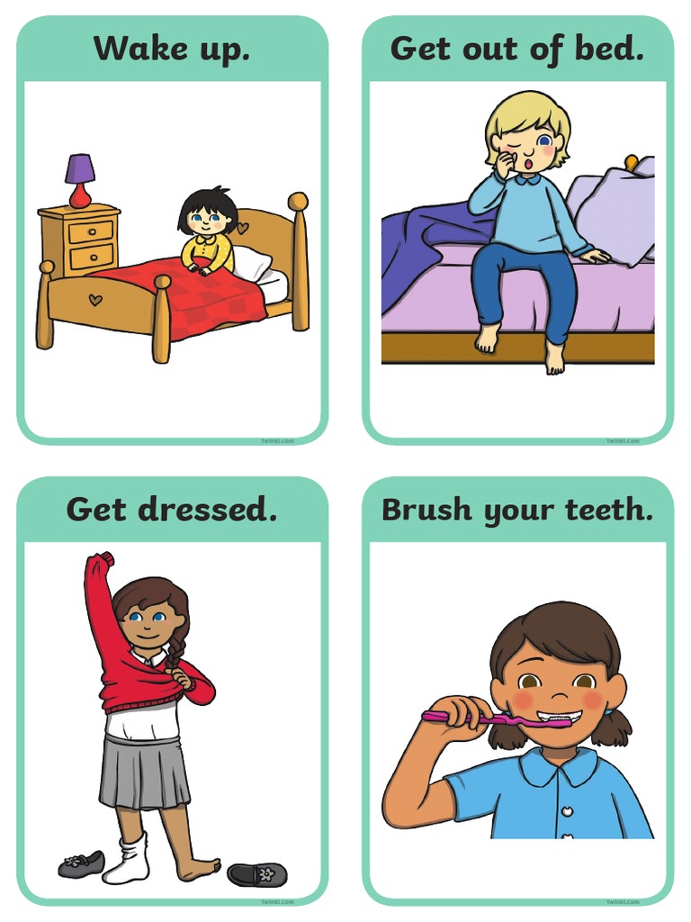 T C 106 Daily Routines Cards Girls Ver 3 | PDF