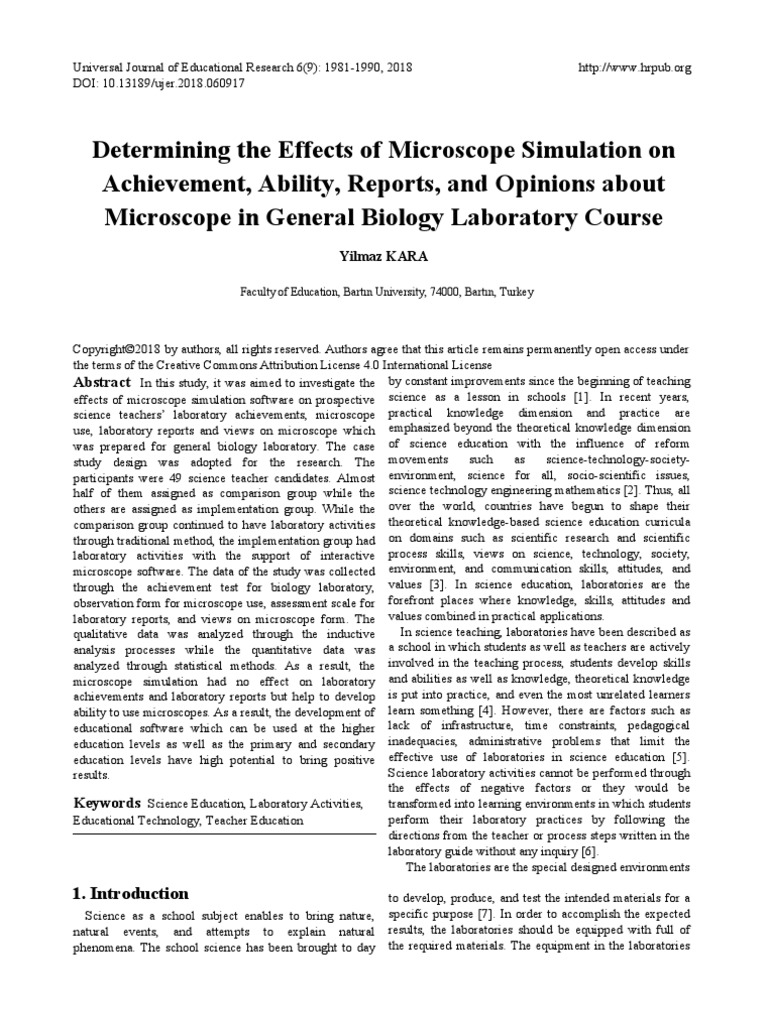 Determining The Effects of Microscope Simulation On Achievement ...