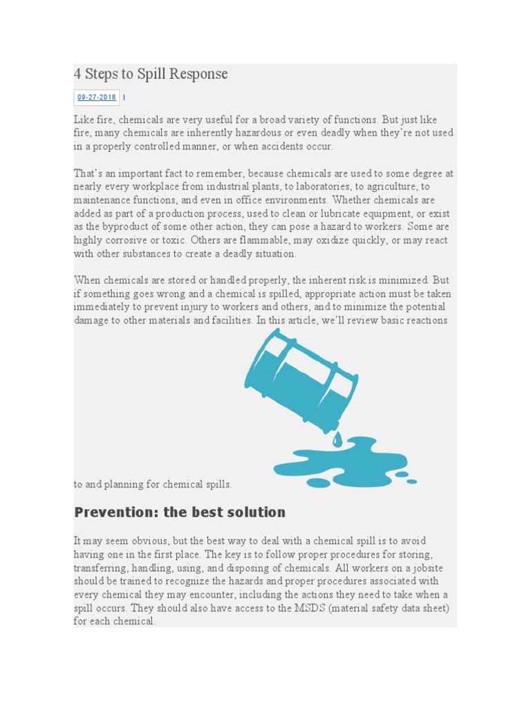 4 Steps To Spill Response: Prevention: The Best Solution | PDF ...