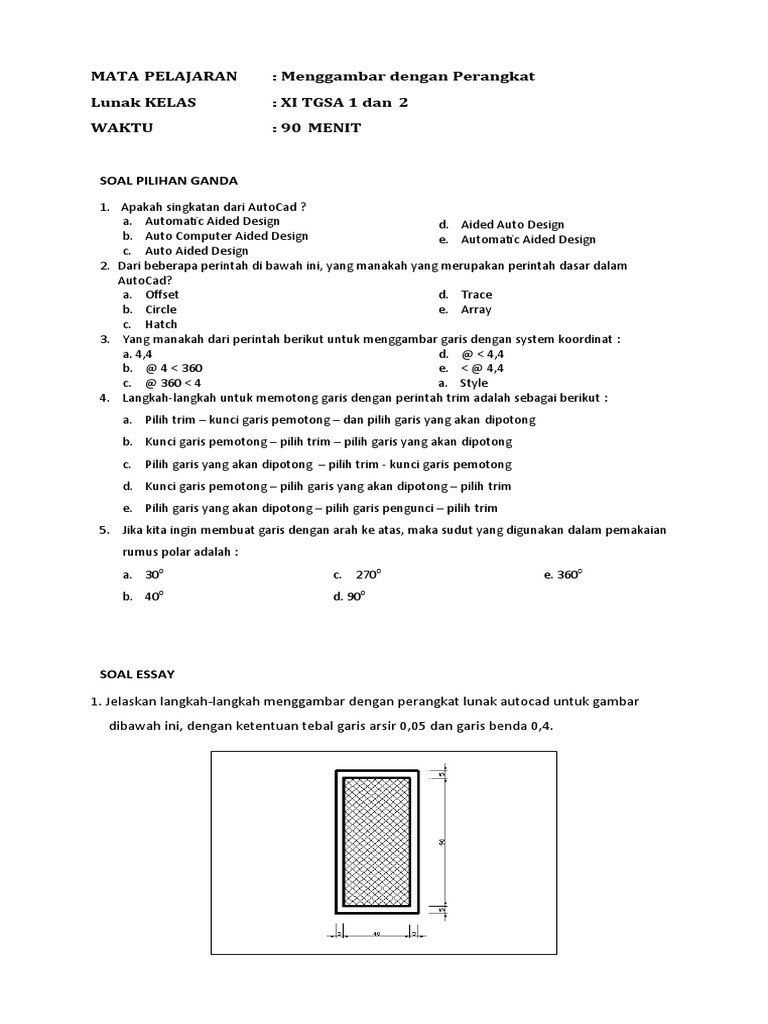Soal Uas 2017 Ganjil Autocad | PDF