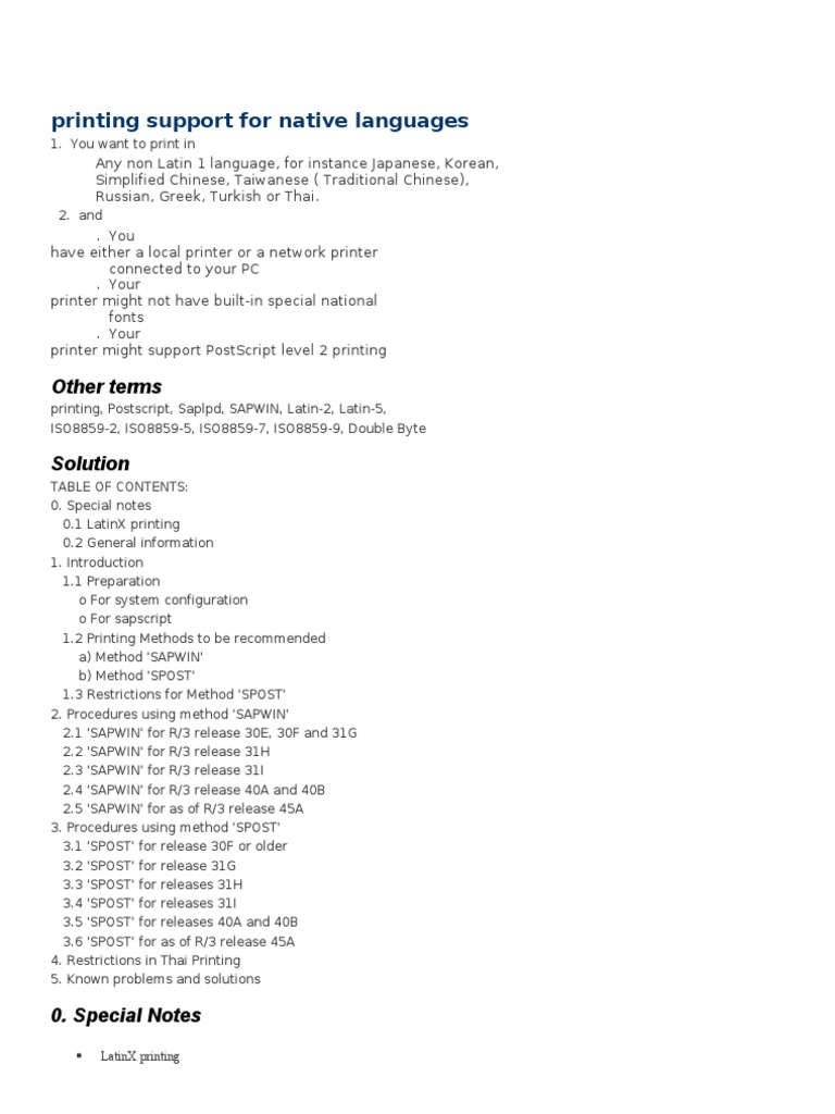 Native Language Printing in SAP | PDF | Typefaces | Printer (Computing)