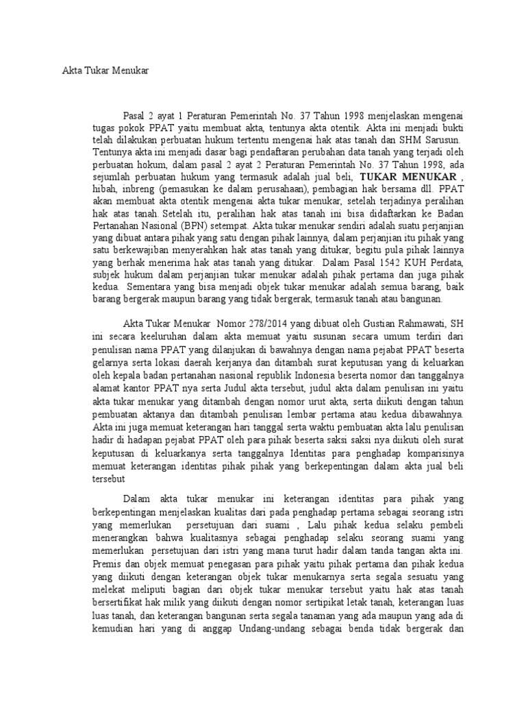 Akta Tukar Menukar PDF