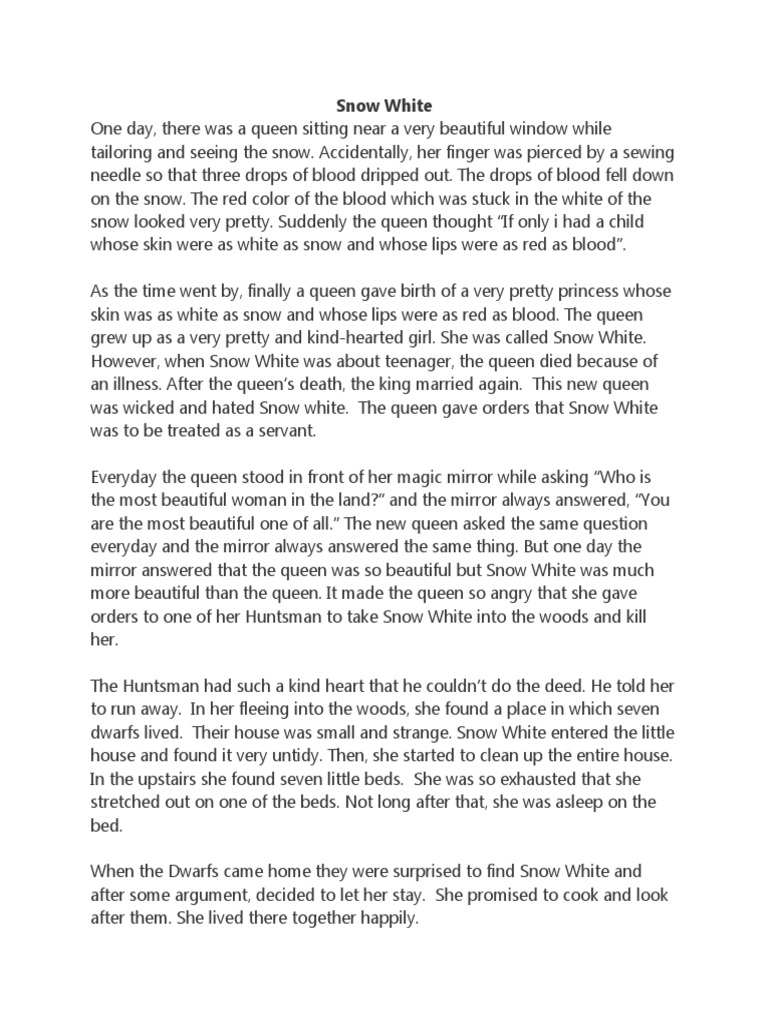 Snow White Story and The Analysis | PDF | Snow White