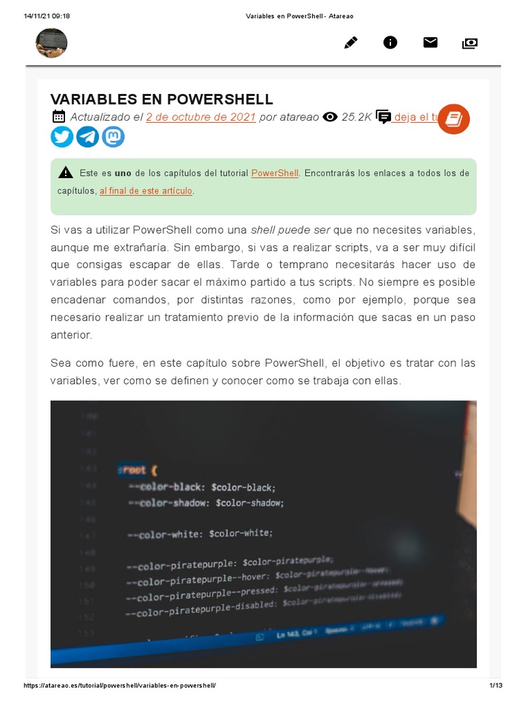 Variables En Powershell Atareao Pdf Variable Informática 