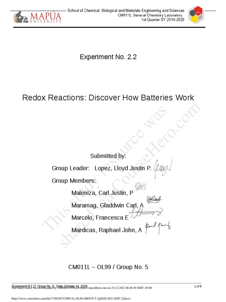 This Study Resource Was: Redox Reactions: Discover How Batteries Work ...