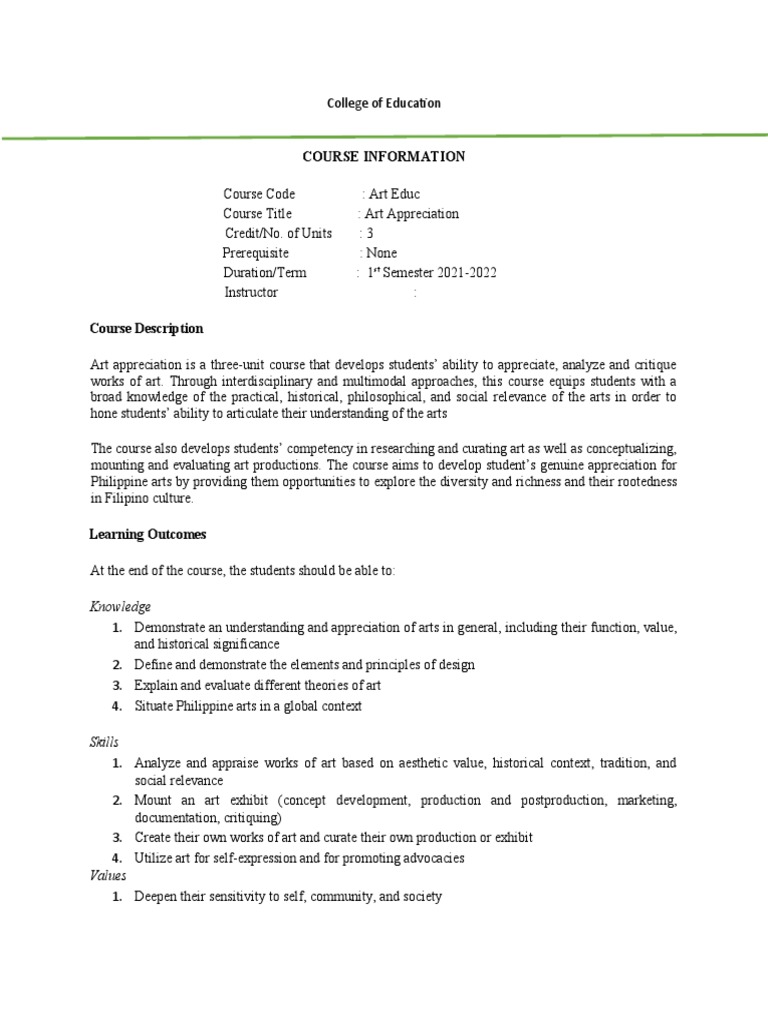 Art Ed Syllabus | PDF | Aesthetics | Identity (Social Science)