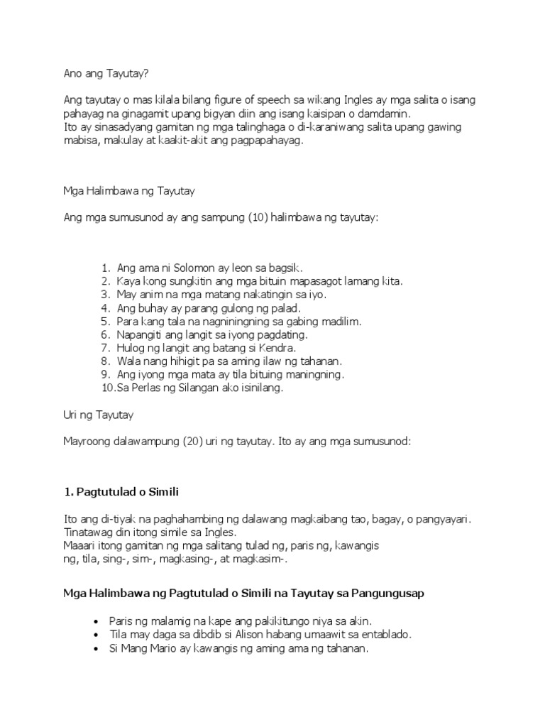 Ano Ang Tayutay | PDF