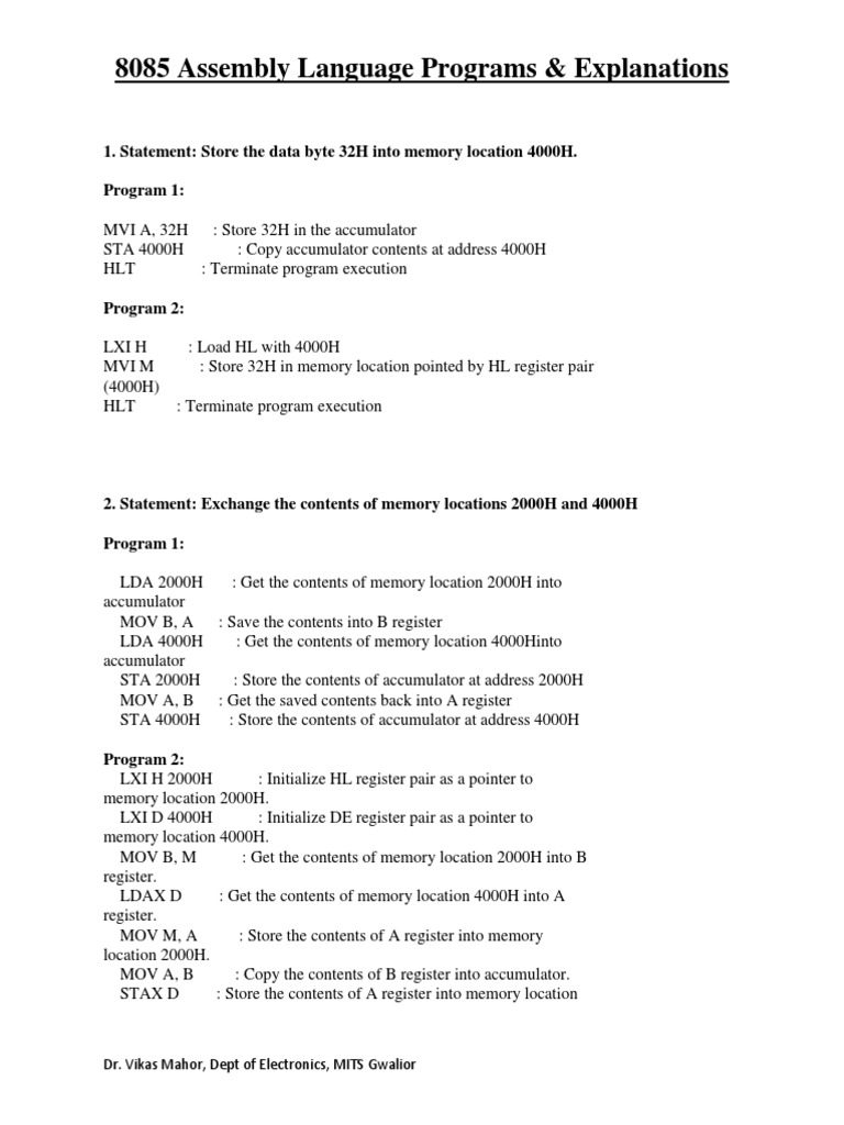 8085 Imp Alp Programs Pdf Pointer Computer Programming Binary Coded Decimal 3164
