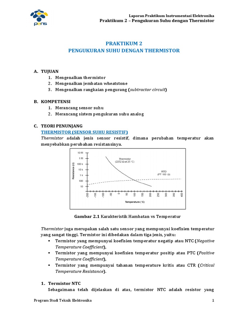 PIE-09-Muhammad Reza Saputra-P2-Pengukuran Suhu Dengan Thermistor | PDF ...