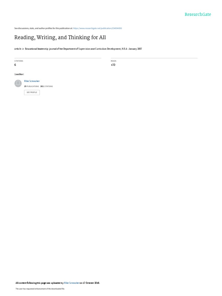 Reading Writing and Thinking Book | PDF | Curriculum | Literacy