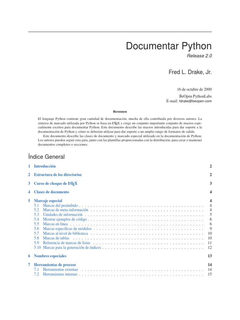 Documentar Python Pdf Python Lenguaje De Programación Objeto Informática