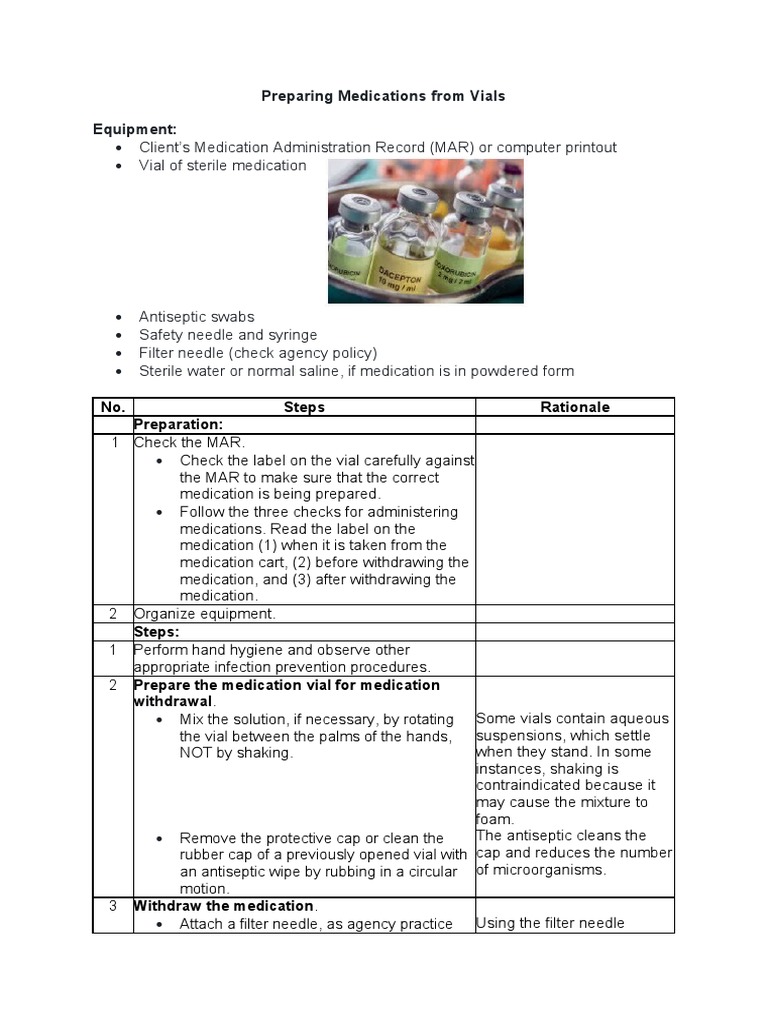 14B Preparing Medications From Vials | PDF | Syringe | Injection (Medicine)