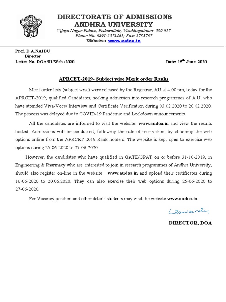 APRCET-2019-Pressnote For Raks and Counselling | PDF