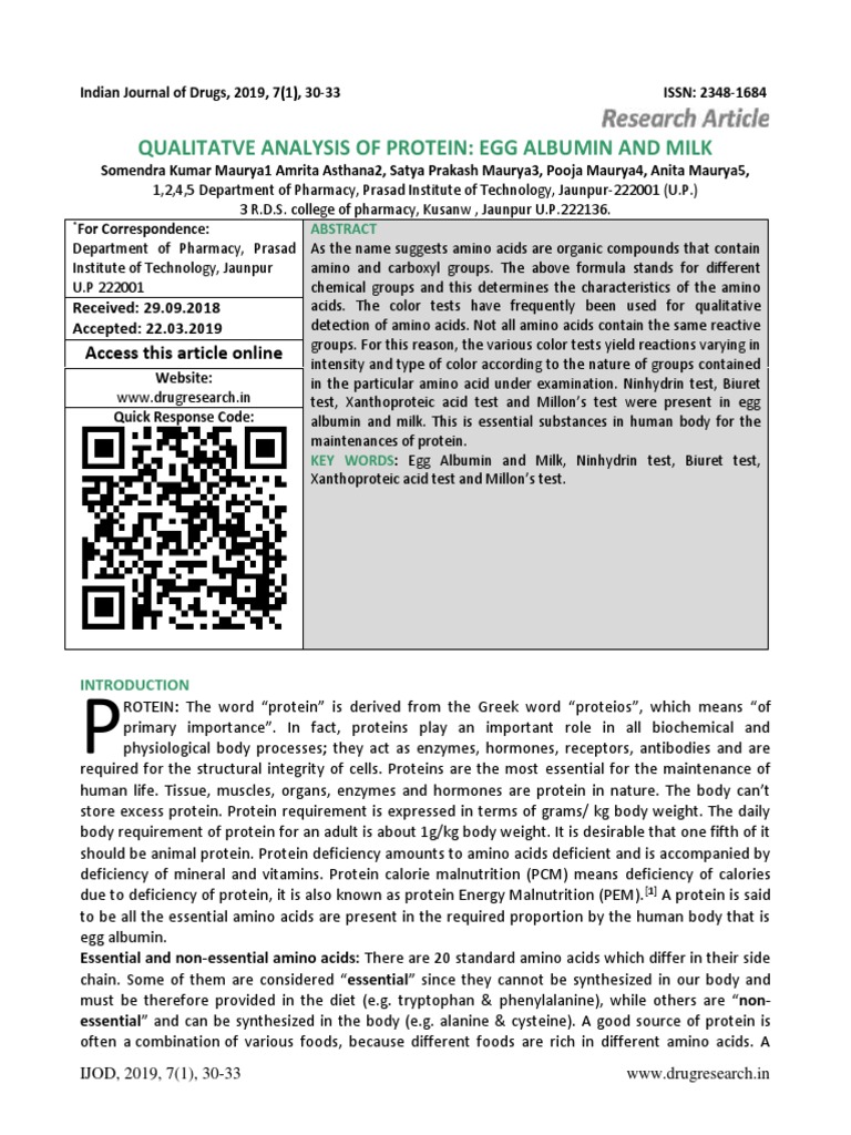 Millon's Test | PDF | Biology | Biochemistry