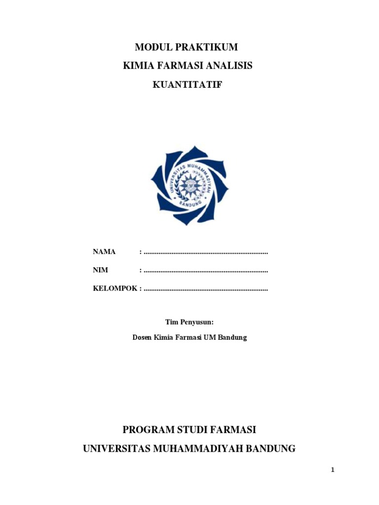 Modul Praktikum Kimia Farmasi Analisis Kuantitatif | PDF