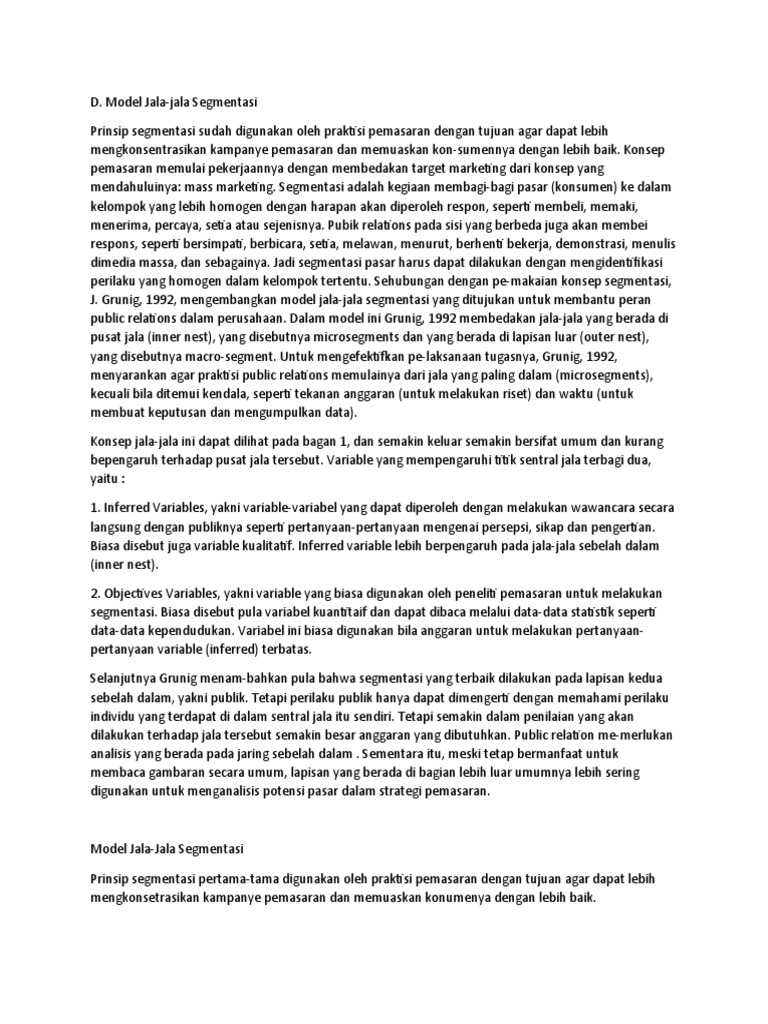 Model Jala-Jala Segmentasi | PDF
