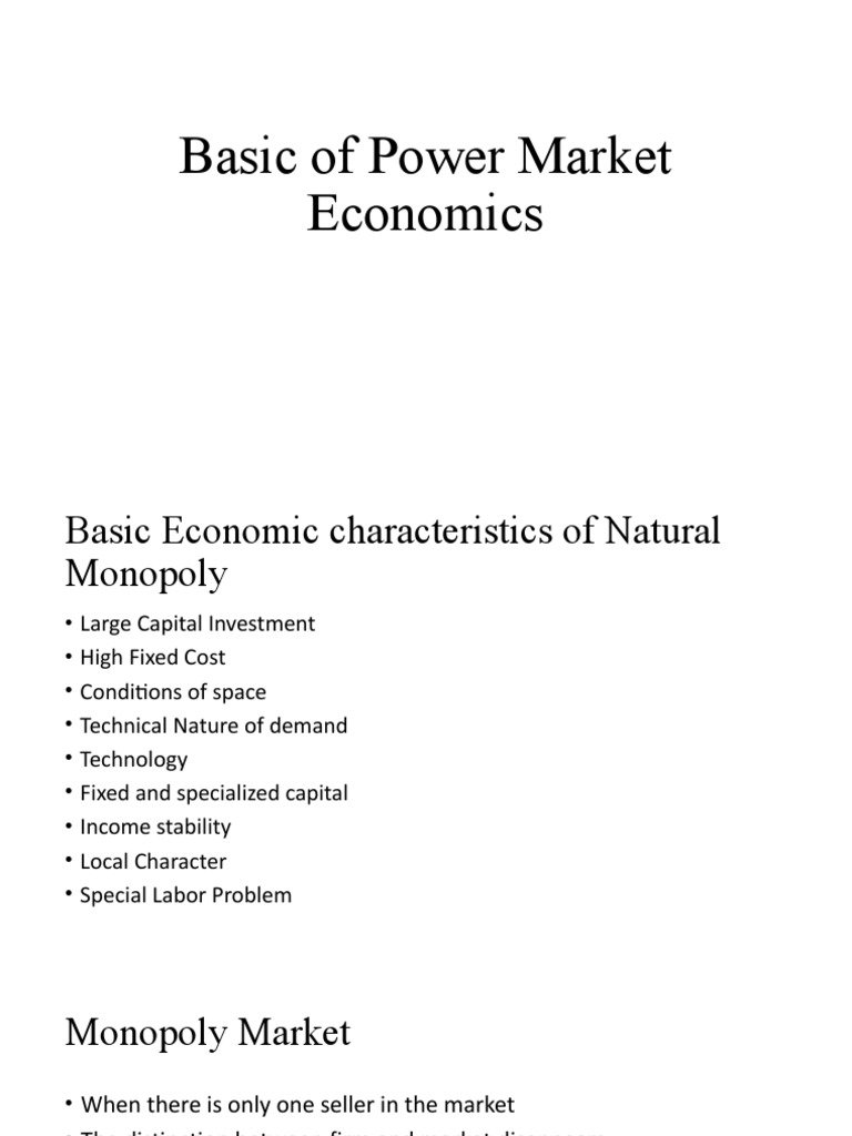 Basic of Power Market Economics | PDF | Marginal Cost | Monopoly
