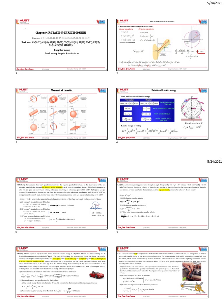 Chapter 9 Rotation of Rigid Body | PDF | Rotation Around A Fixed Axis | Speed