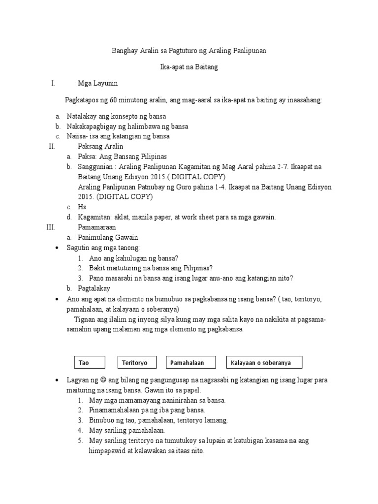 Lesson Plan in Aralin Panlipunan | PDF