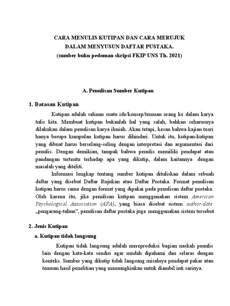 Cara Menulis Kutipan Dan Cara Merujuk | PDF