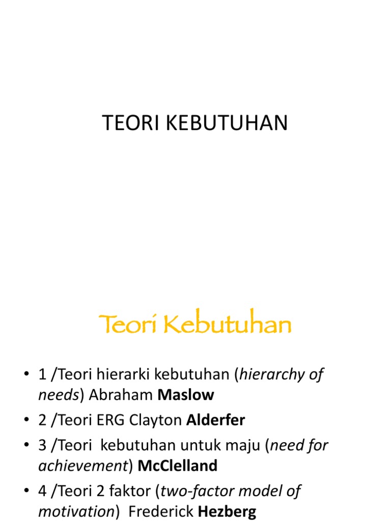 6 Teori Kebutuhan | PDF