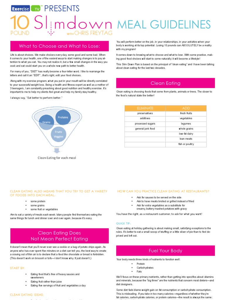 10-Day Slim Down Meal Plan Guide | PDF | Meringue | Dieting