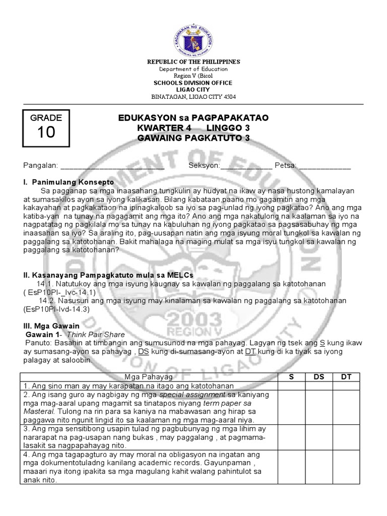 EsP10 Q4 WEEK 3 | PDF