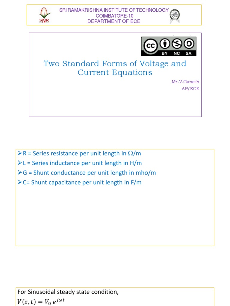 Two Standard Forms of Voltage and Current Equations | PDF | Equations ...