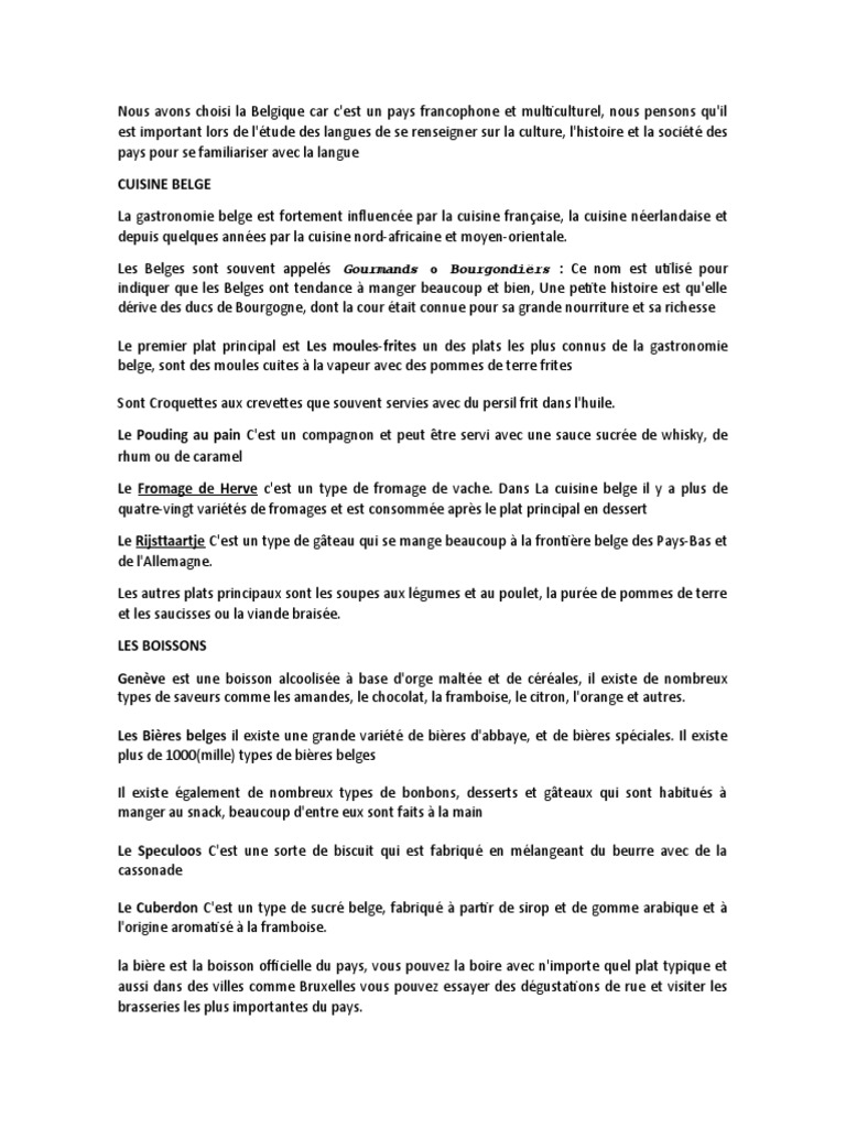 Spécialités Culinaires Belges par Région | PDF | Cuisine française ...