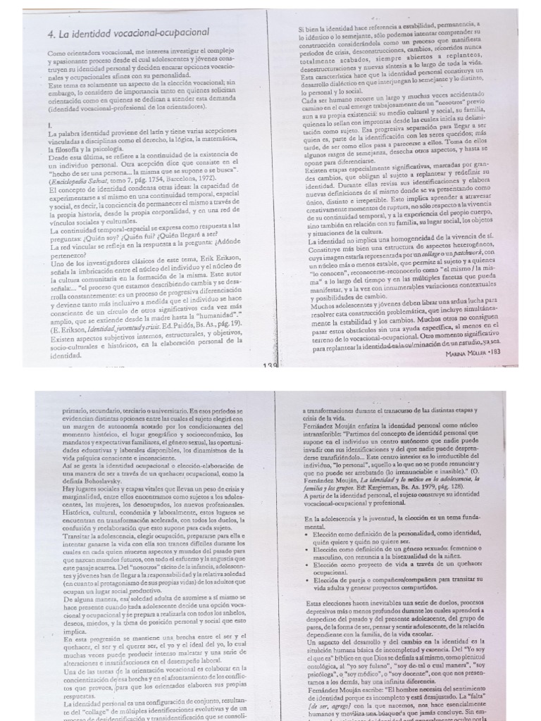 Marina Müller - La Identidad Vocacional-Ocupacional | PDF