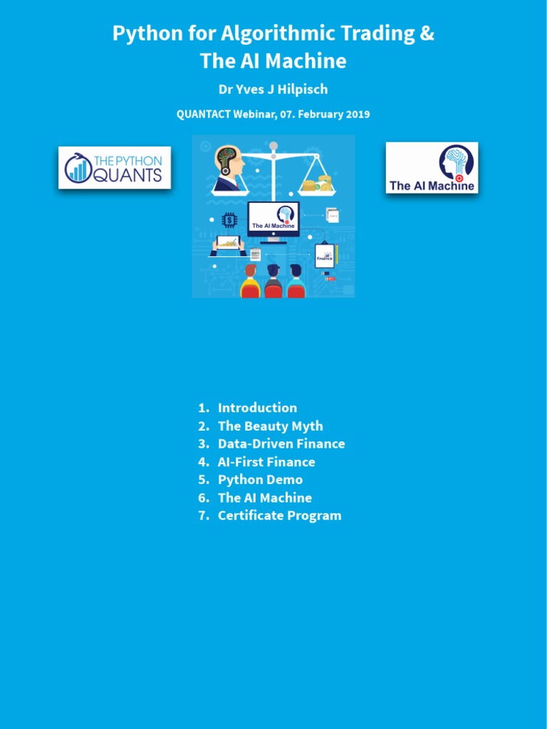 Python For Algorithmic Trading & The AI Machine: DR Yves J Hilpisch | Download Free PDF ...