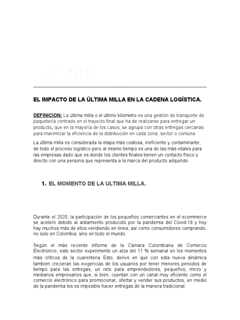 Importancia de la Última Milla Logística | PDF | Logística | Comercio ...