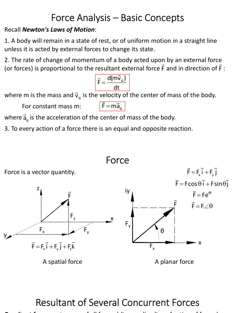 Force Analysis - Basic Concepts | PDF | Force | Newton's Laws Of Motion