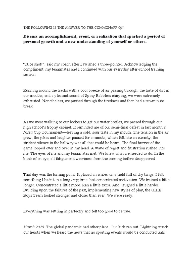 Discuss An Accomplishment, Event, or Realization That Sparked A Period ...