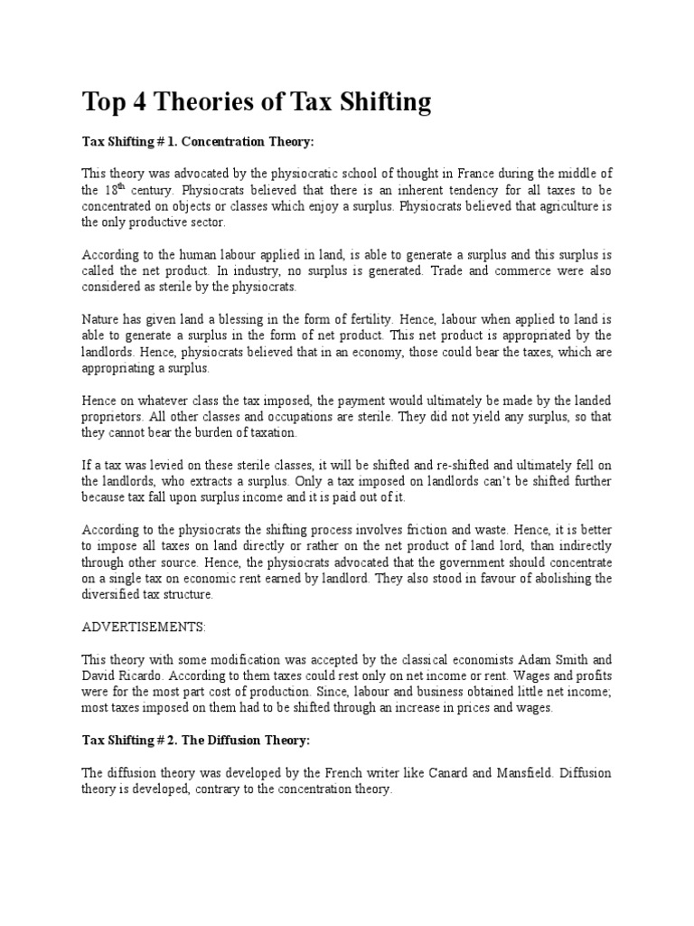 Theories of Tax Shifting& Incidence | PDF | Taxes | Elasticity (Economics)