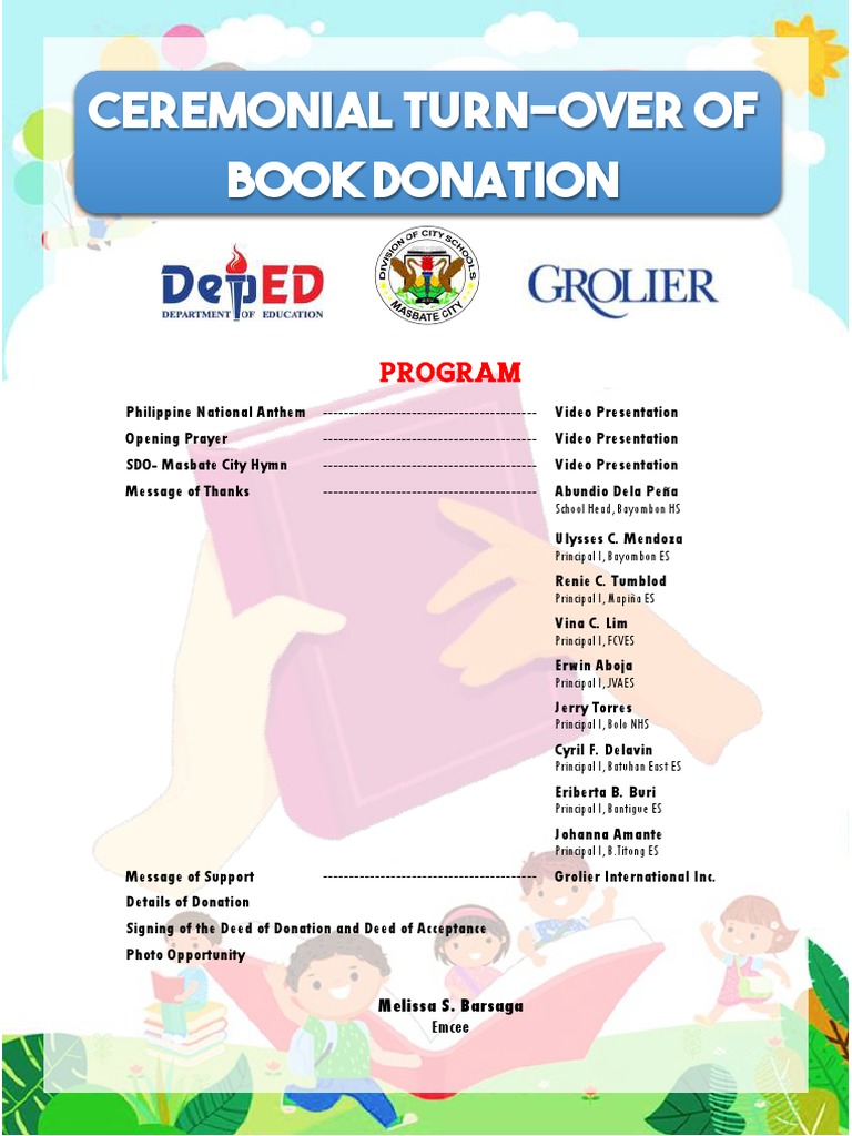 Ceremonial Turn-Over of Book Donation: Program | PDF