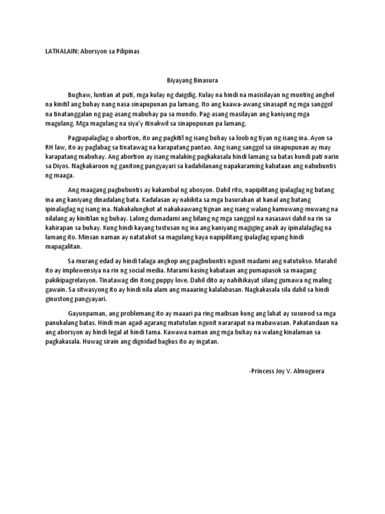 LATHALAIN - Aborsyon Sa Pilipinas | PDF