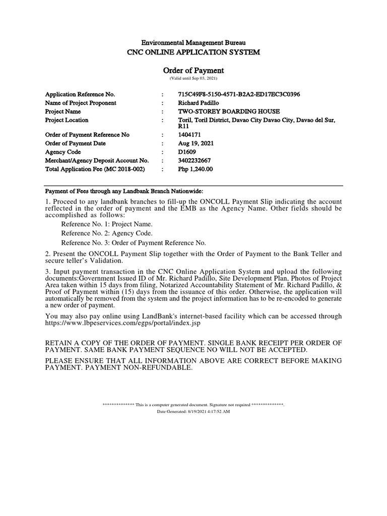 Environmental permit fee payment instructions | PDF | Payments | Banks