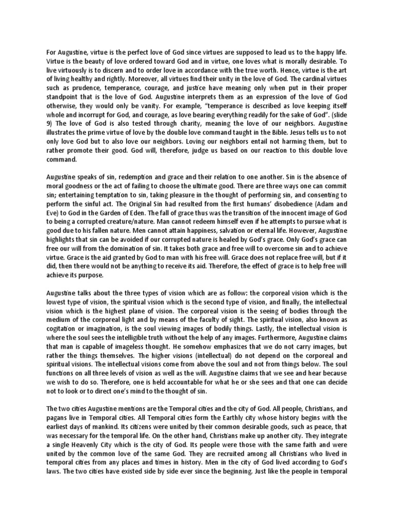 St. Augustine | PDF | Virtue | Grace In Christianity