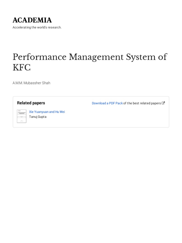 Performance Management System of KFC-with-cover-page-V2 | PDF | Swot ...