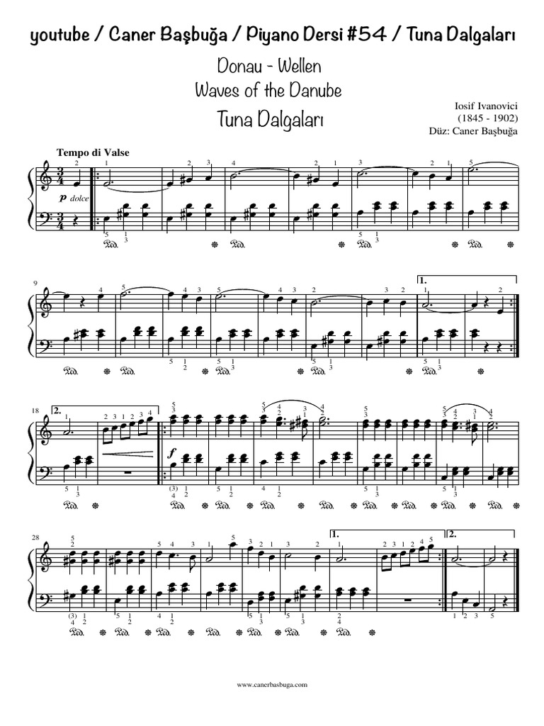 Tuna Dalgaları: Youtube / Caner Başbuğa / Piyano Dersi #54 / Tuna Dalgaları | PDF