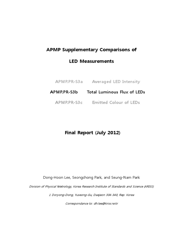 APMP PR-S3 B | PDF | Light Emitting Diode | Metrology