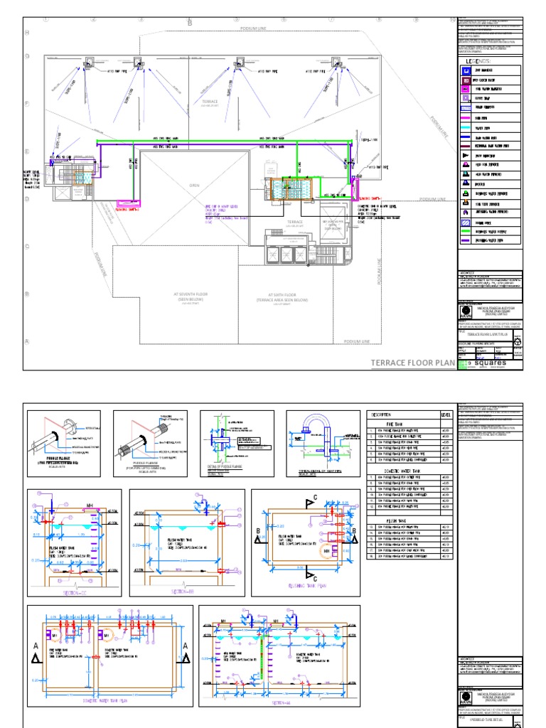 Terrace Floor Plan: Podium Line | PDF | Pipe (Fluid Conveyance) | Design