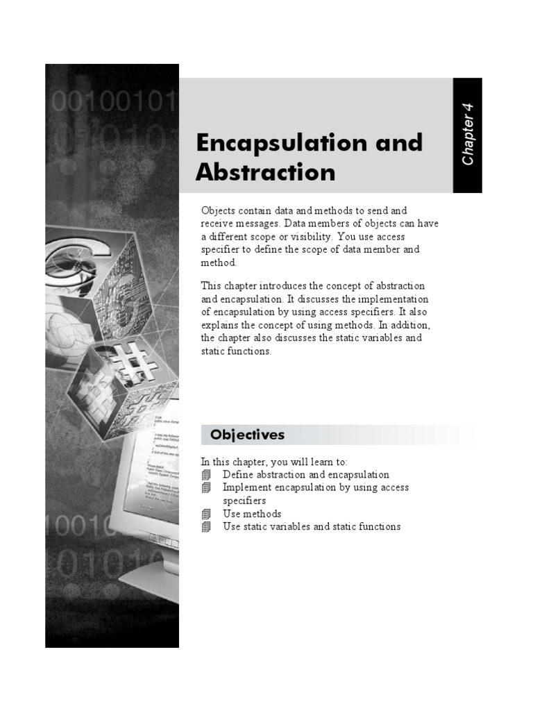 Encapsulation and Abstraction: Objectives | PDF | Parameter (Computer Programming) | Method ...