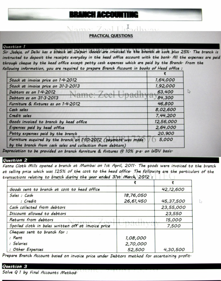 Branch Accounting | PDF