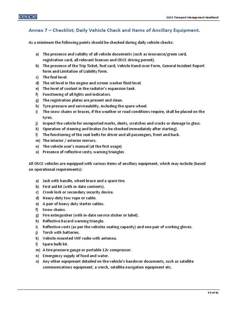 Daily Vehicle Check | PDF | Vehicles | Tire