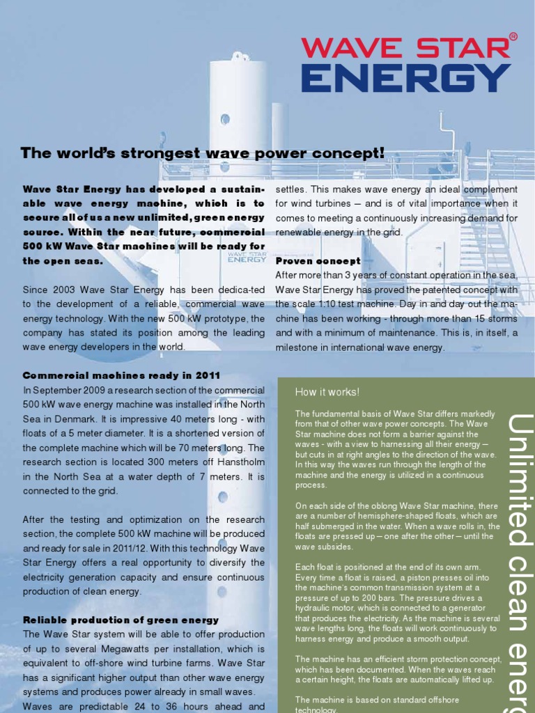 Wave Star - The World's Strongest Wave Power Concept | Download Free ...