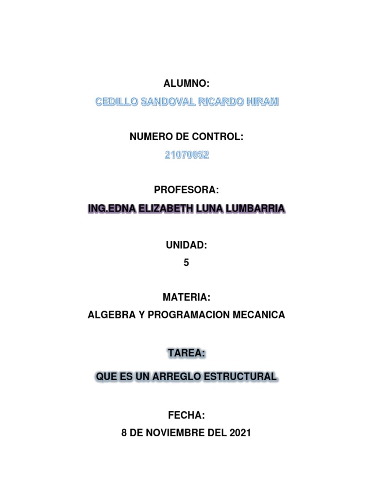 Arreglo Estructural | PDF | Estructura de datos de matriz | Variable ...
